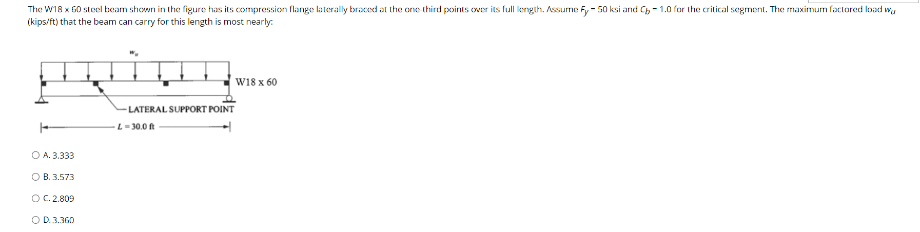 Solved The W18 ﻿x 60 ﻿steel beam shown in the figure has its | Chegg.com