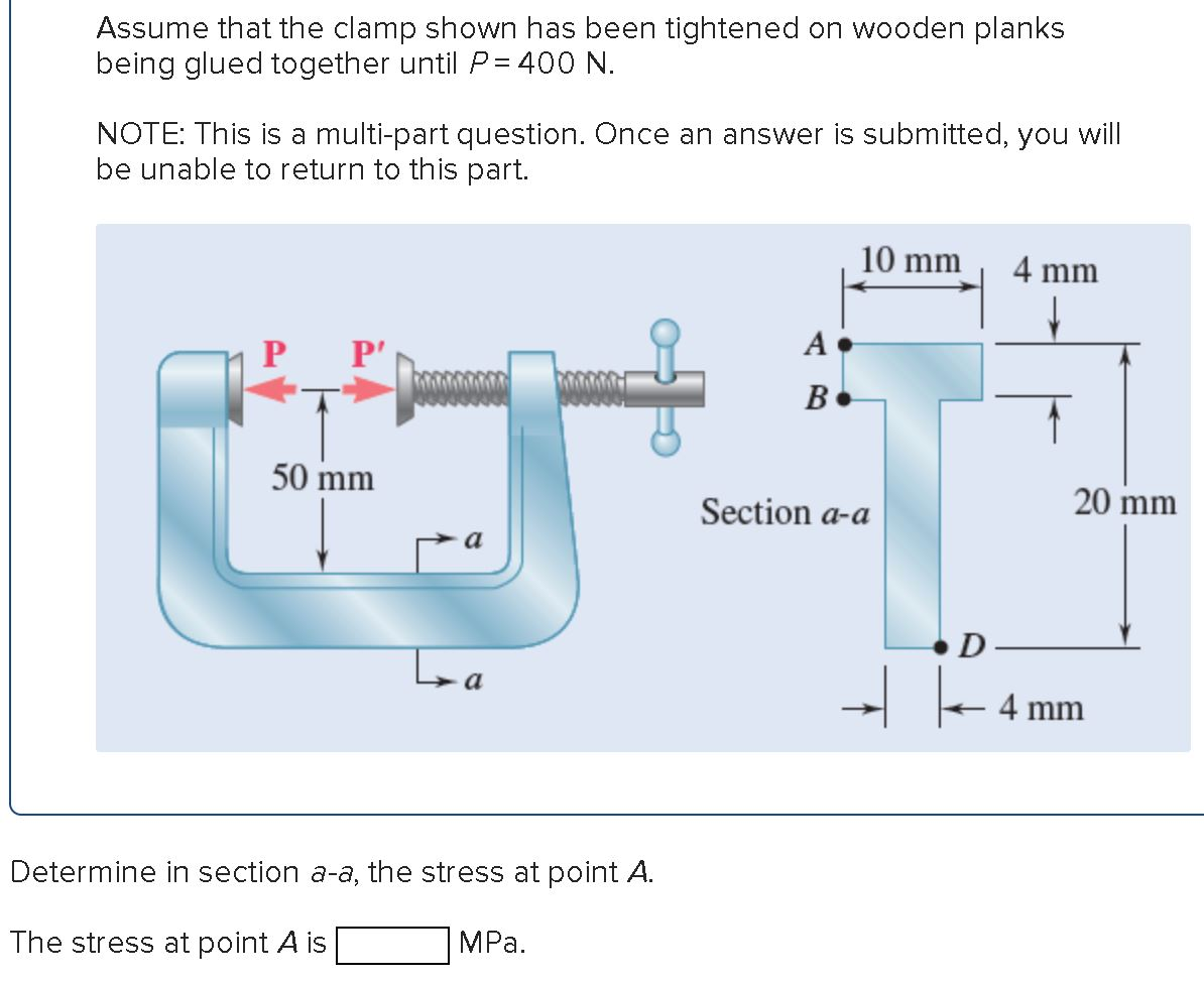 Solved Assume that the clamp shown has been tightened on | Chegg.com