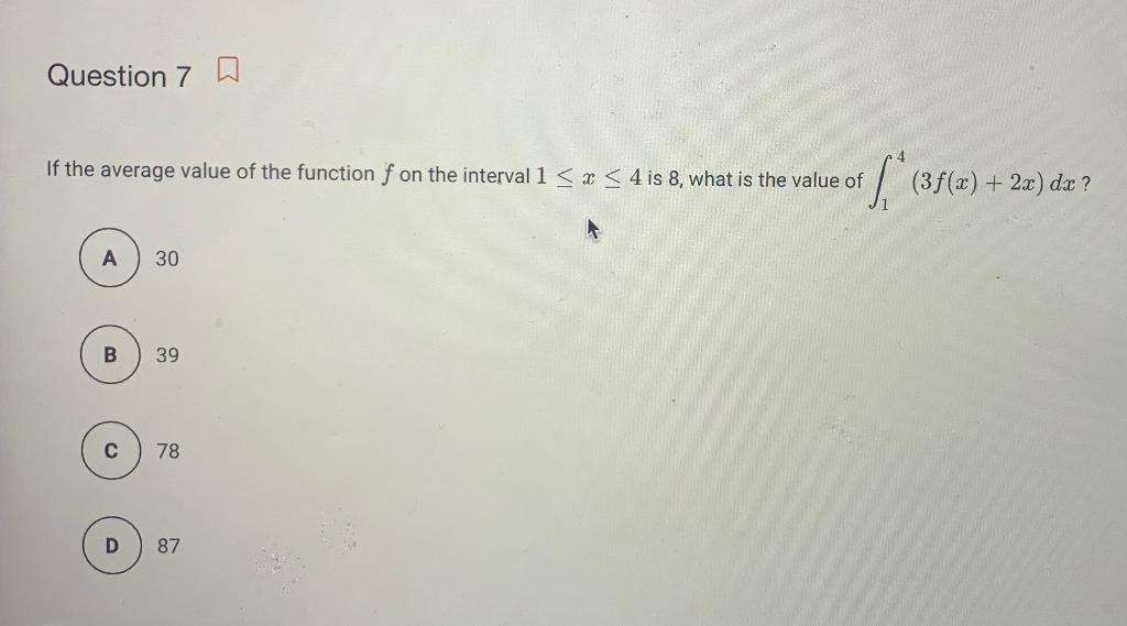 Solved If the average value of the function ff on | Chegg.com
