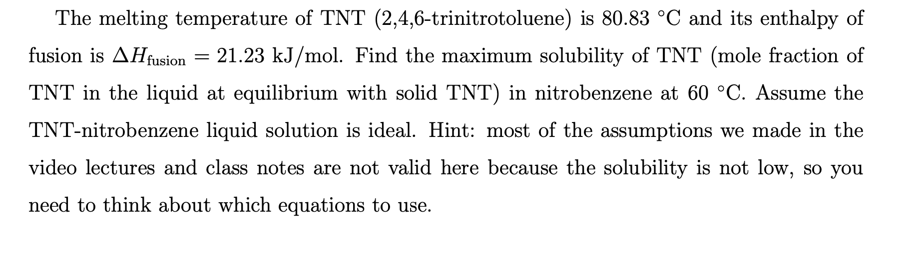 The melting temperature of TNT | Chegg.com