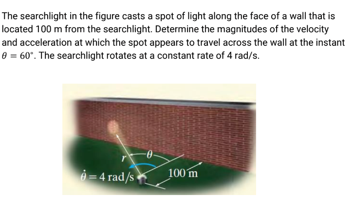 Solved The searchlight in the figure casts a spot of light | Chegg.com