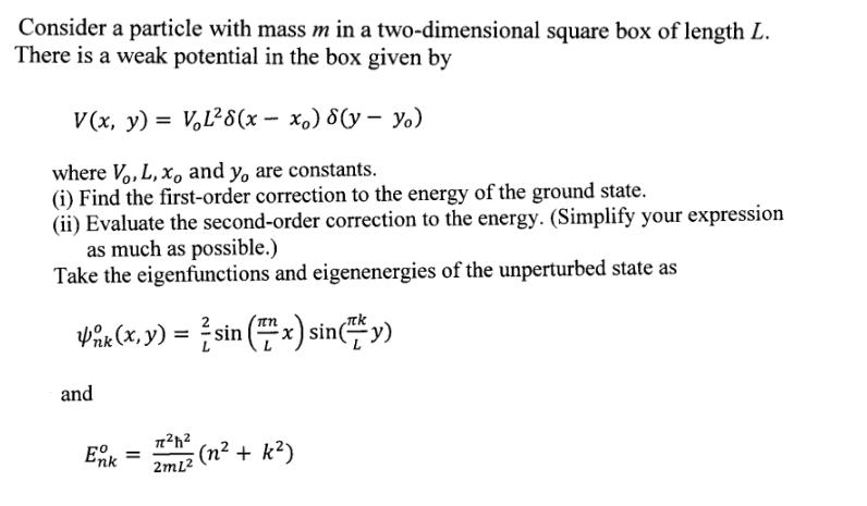Solved Consider a particle with mass m in a two-dimensional | Chegg.com