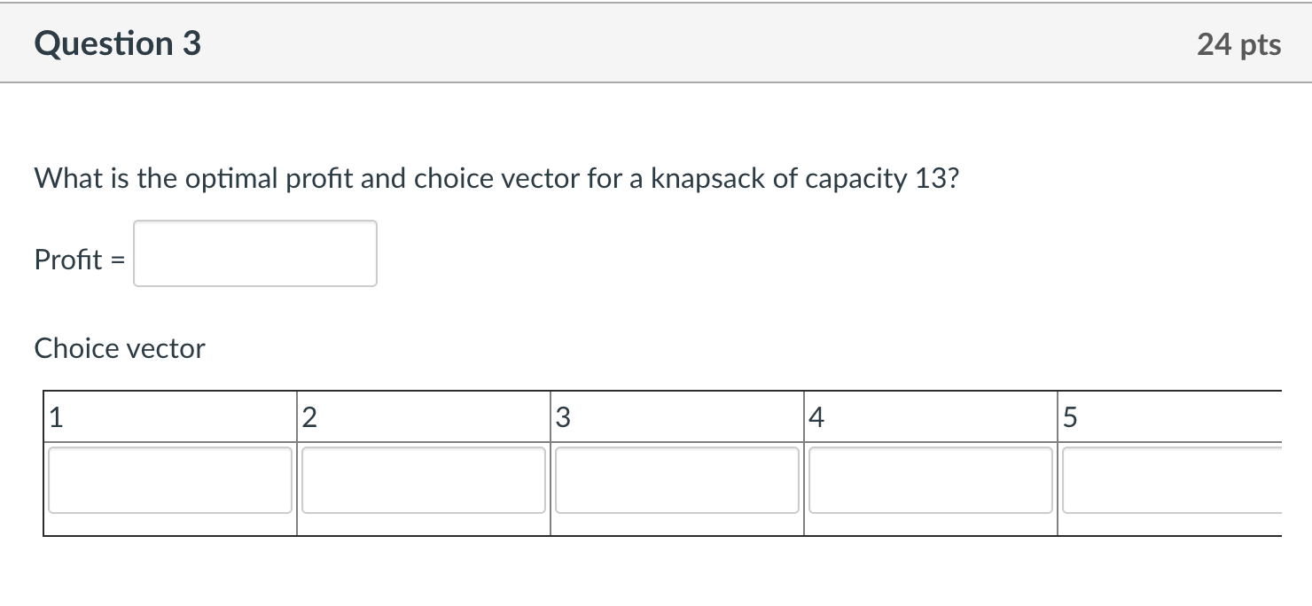 Given the following 0/1 knapsack problem: 5 objects, | Chegg.com