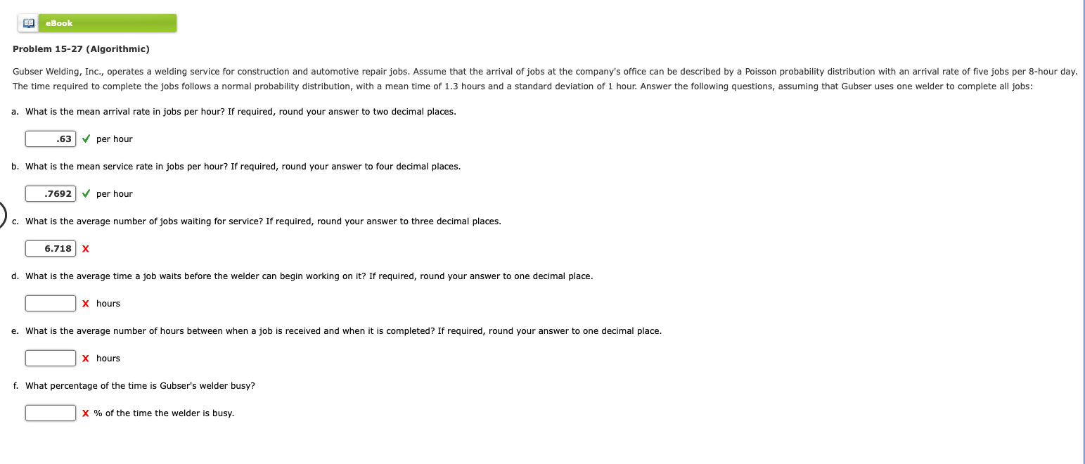 Solved BE eBook Problem 15-27 (Algorithmic) Gubser Welding, | Chegg.com