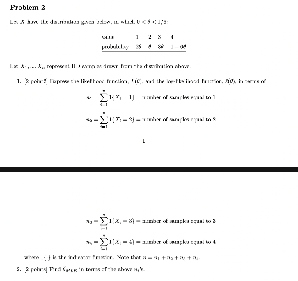Solved Problem 2 Let X have the distribution given below, in | Chegg.com