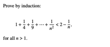 Solved Prove by induction: 1+41+91+⋯+n21 1. | Chegg.com