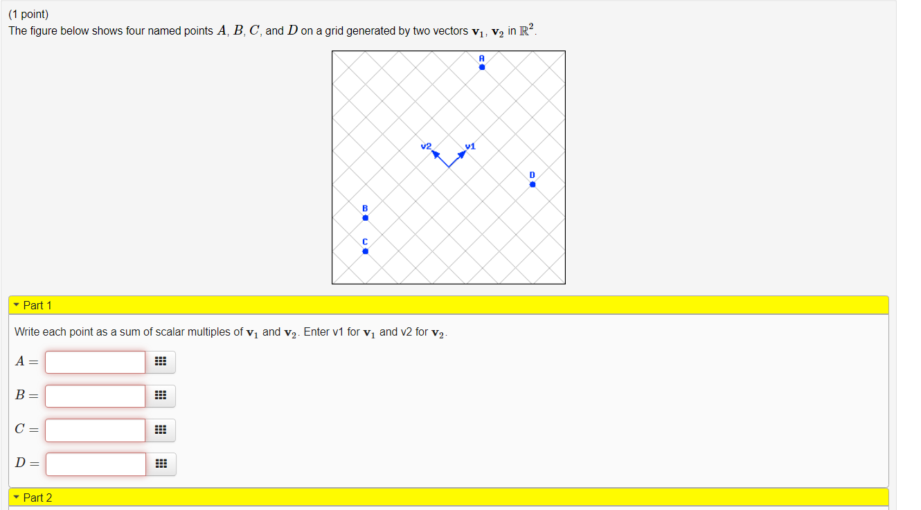 Solved (1 point) The figure below shows four named points | Chegg.com
