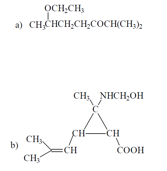Solved OCH2CH3 a) CH3CHCH2CH2COCH(CH3)2 CH3. NHCH OH С CH- | Chegg.com
