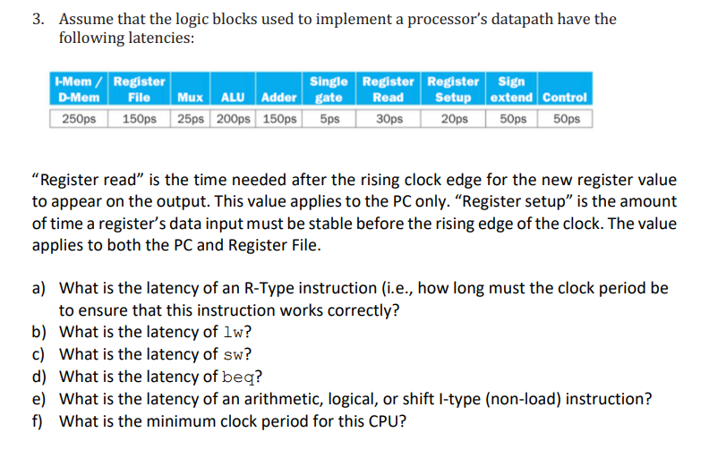 Solved 3. Assume that the logic blocks used to implement a | Chegg.com