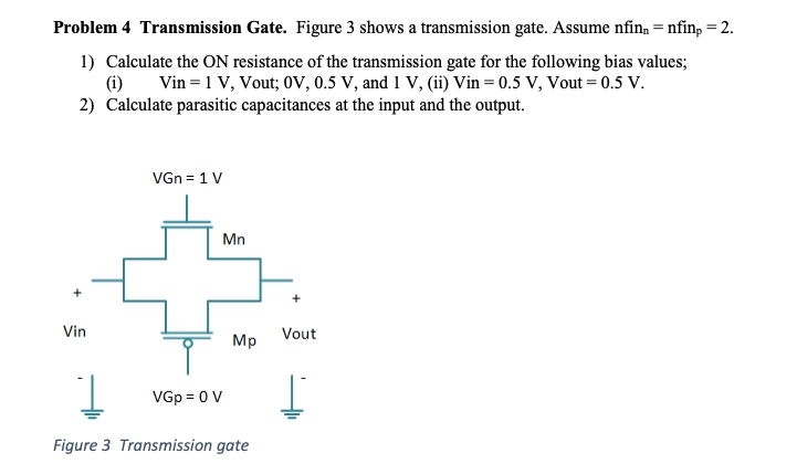 Problem 4 Transmission Gate. Figure 3 shows a | Chegg.com