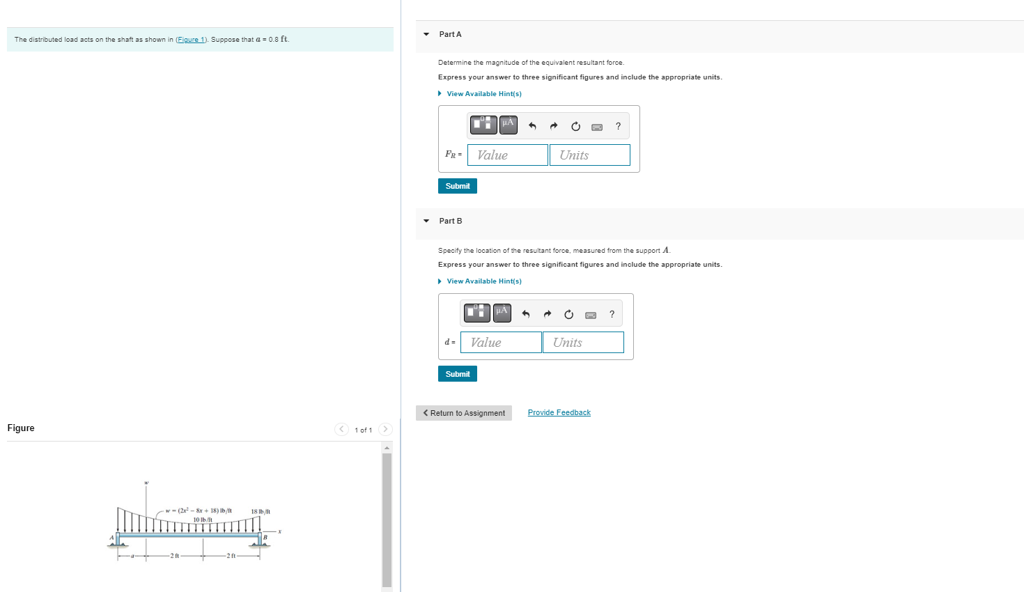 Solved The distributed load acts on the shaft as shown in | Chegg.com