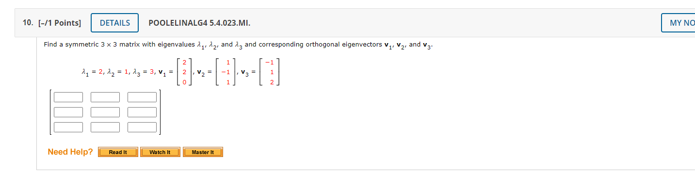 Solved 10. [-/1 Points) DETAILS POOLELINALG4 5.4.023.MI. MY | Chegg.com