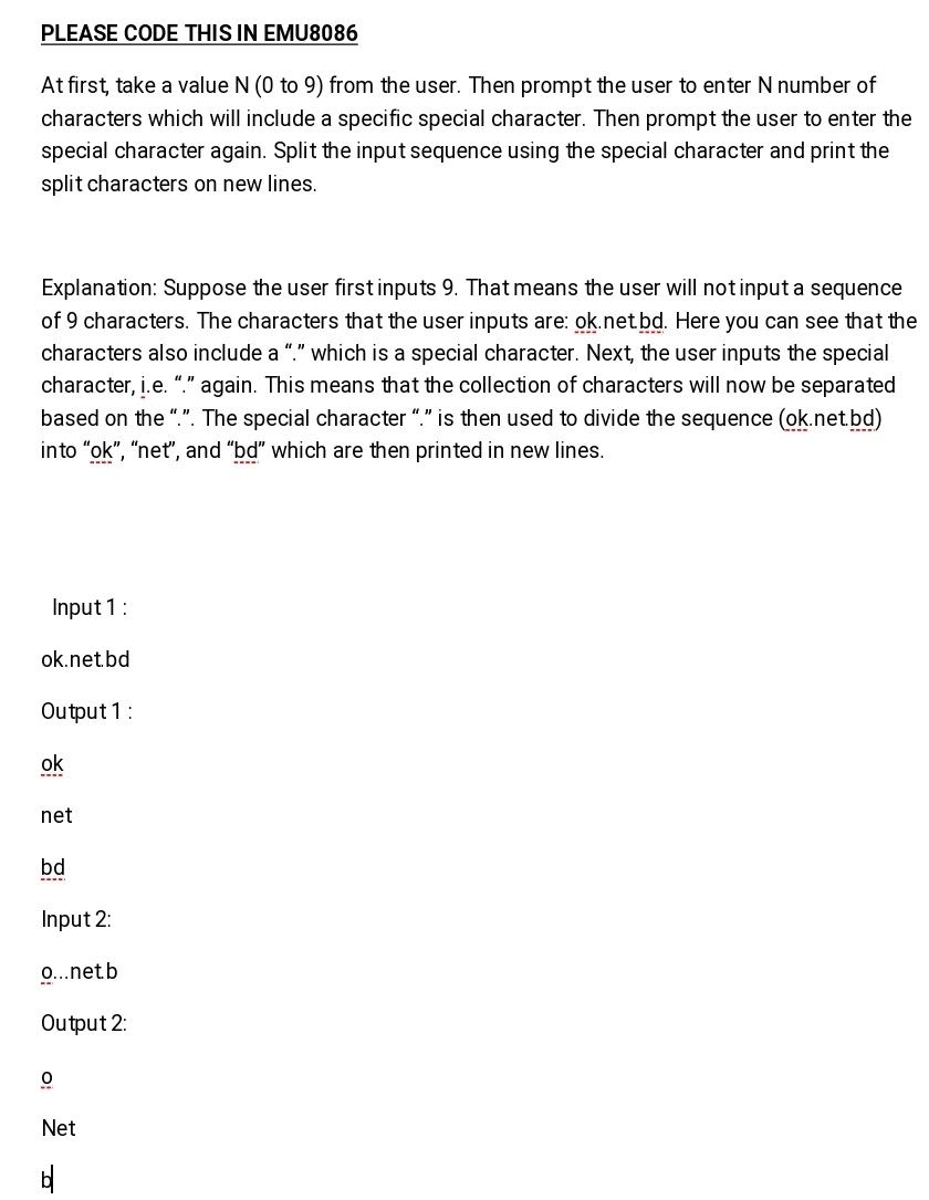 Solved PLEASE CODE THIS IN EMU8086 At first, take a value N | Chegg.com