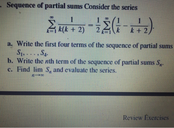 Solved Sequence of partial sums Consider the series | Chegg.com