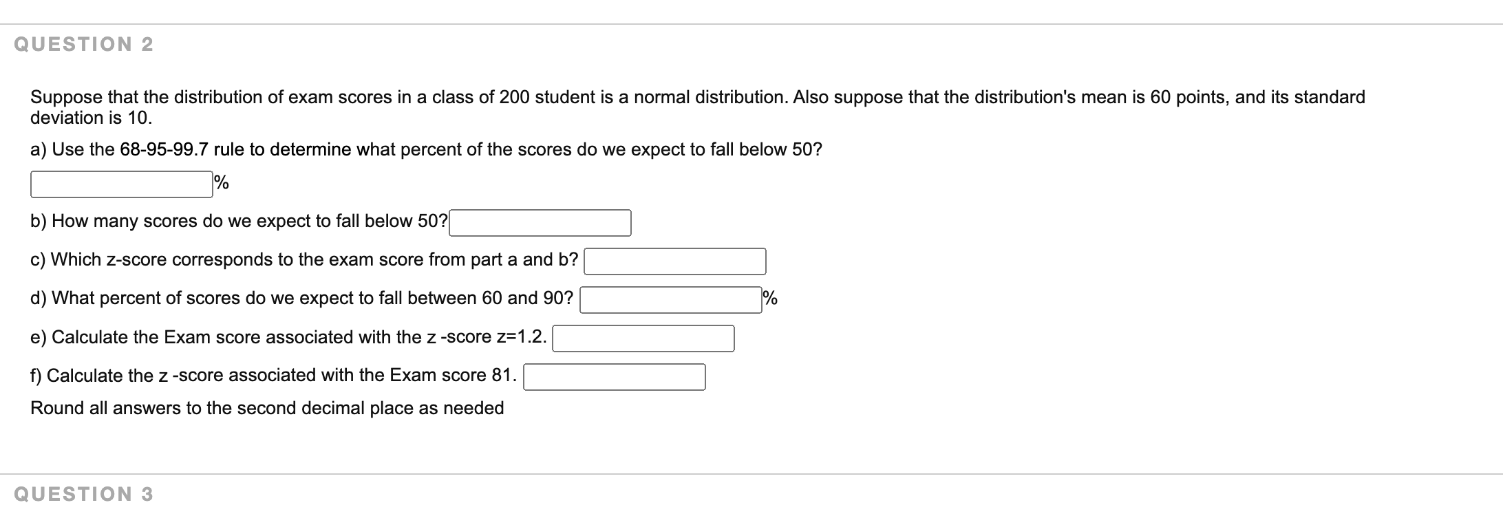 Solved Question 2 Suppose That The Distribution Of Exam