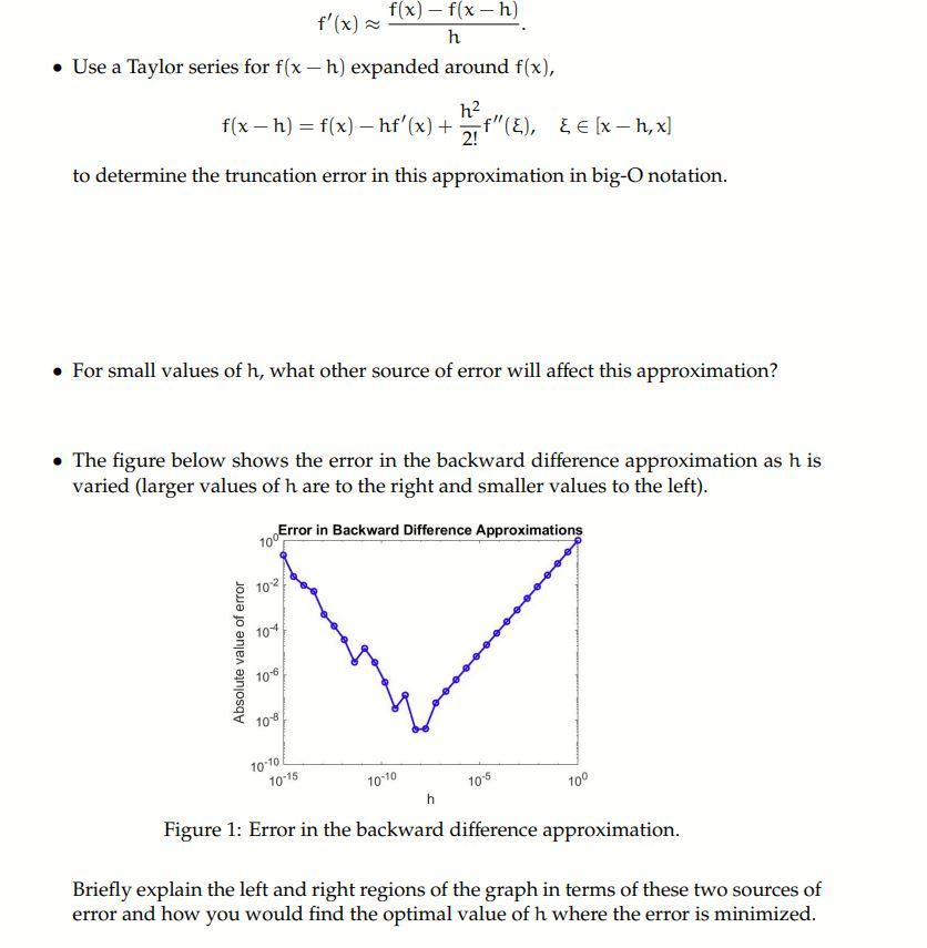 Solved The backward difference approximation of the | Chegg.com