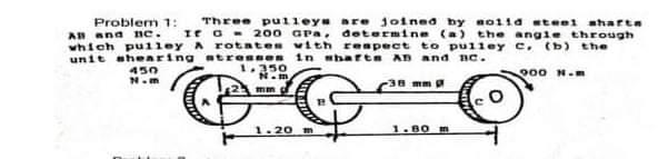 Solved Problem 1: Three pulleys are joined by 10110 steel | Chegg.com
