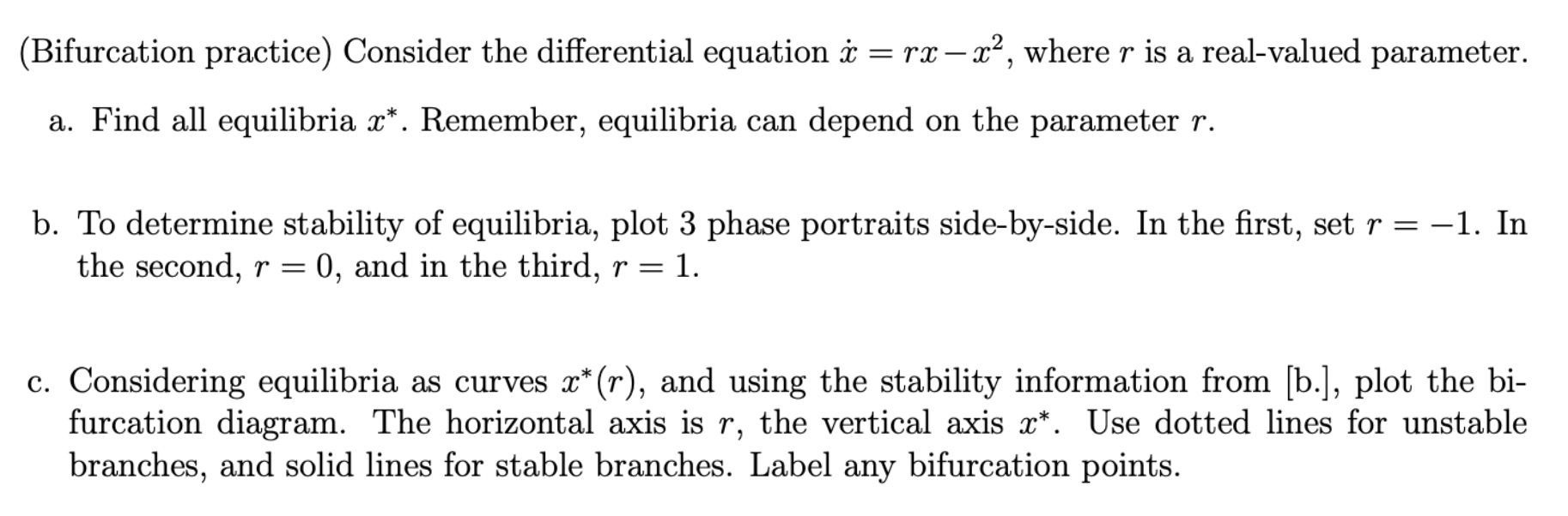 Solved Bifurcation Practice Consider The Differential