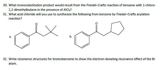 Solved 30. What monosubstitution product would result from | Chegg.com