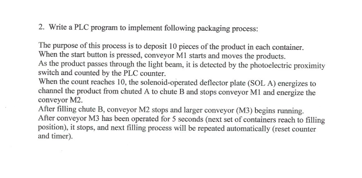 Solved 2. Write a PLC program to implement following | Chegg.com