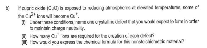 Solved b) If cupric oxide (CuO) is exposed to reducing | Chegg.com