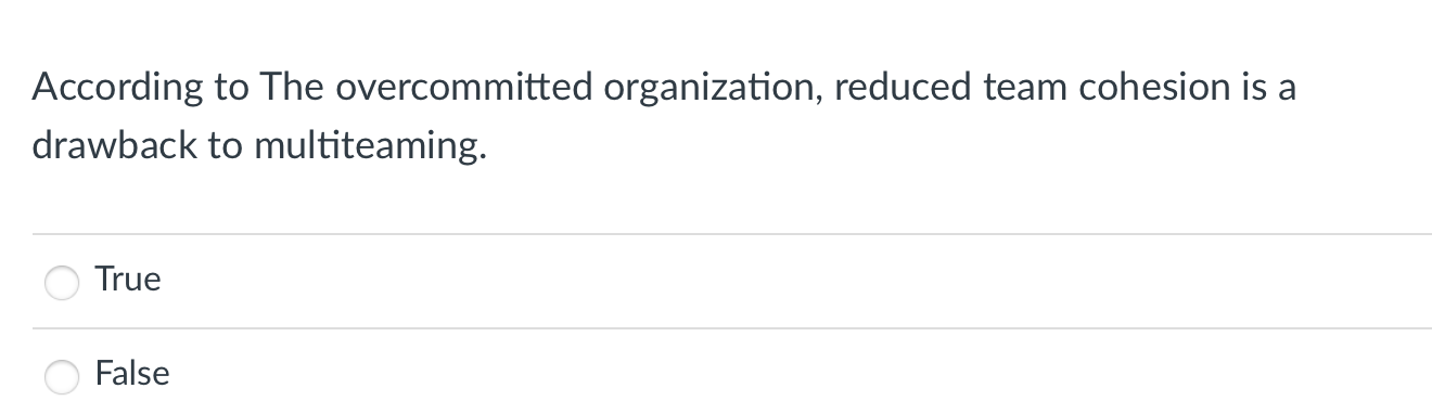 Solved According to The overcommitted organization, reduced | Chegg.com