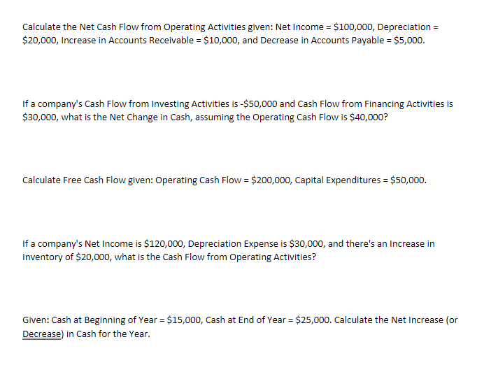 Solved Q1: Calculate the Net Cash Flow from Operating | Chegg.com