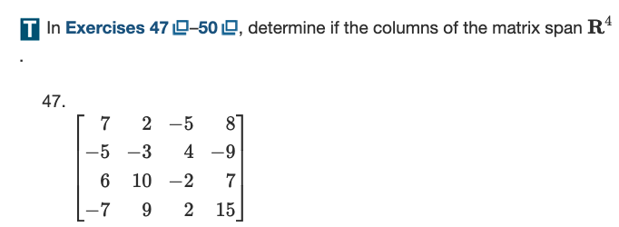 Solved TIn Exercises 47 므-50 므, determine if the columns of | Chegg.com