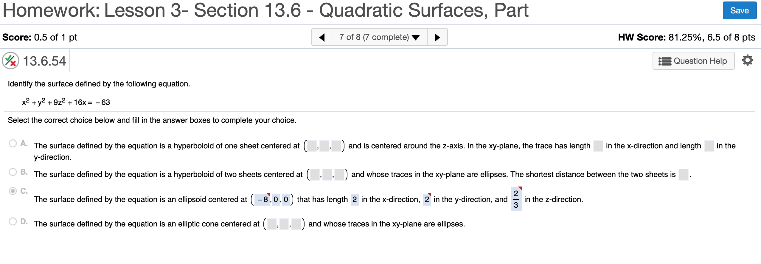 Solved Save Score: 0.5 of 1 pt Homework: Lesson 3- Section | Chegg.com