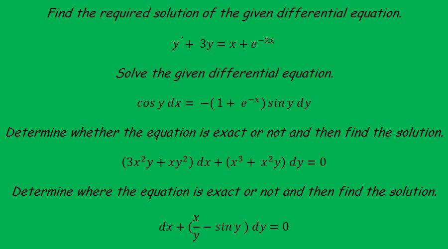 Solved Find the required solution of the given differential | Chegg.com