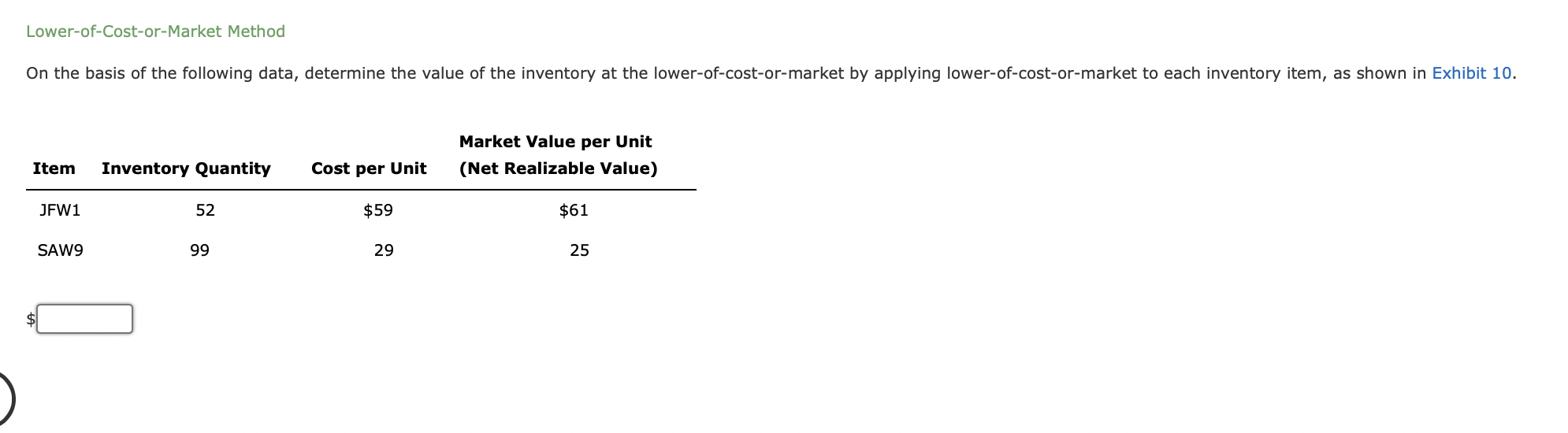 Solved Lower-of-Cost-or-Market Method | Chegg.com