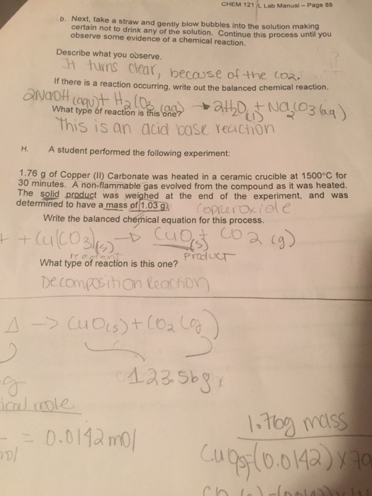 Solved CHEM 121 L Lab Manual- Page 88 b. Next, take a straw | Chegg.com