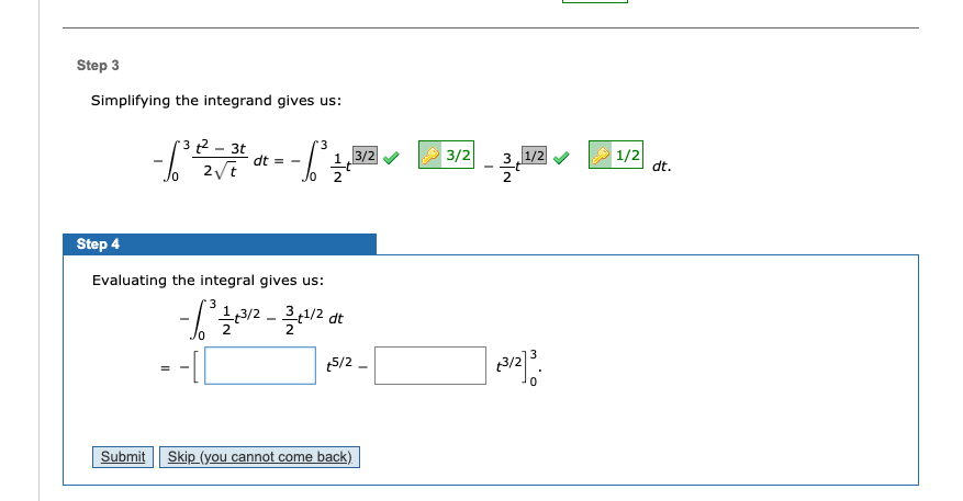 Solved Step 3 Simplifying the integrand gives us: 1/2 ї,13/2 | Chegg.com