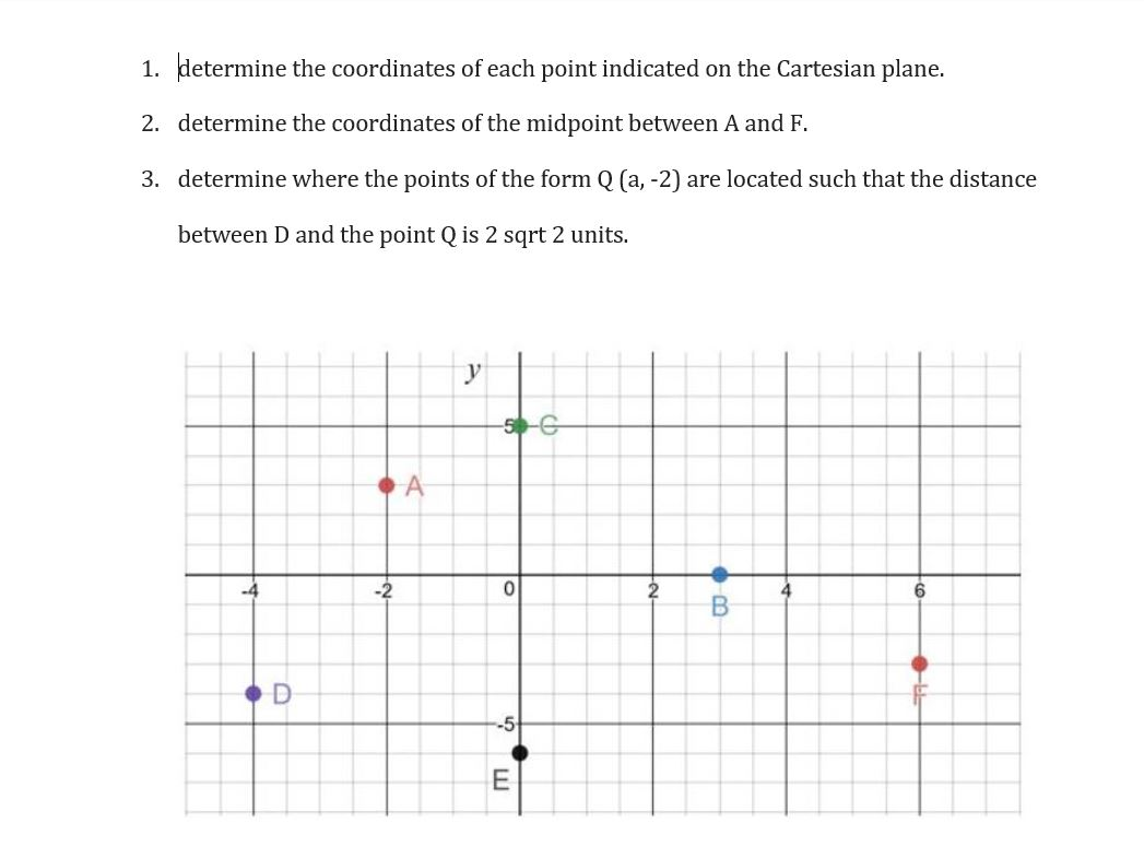 Solved 1. determine the coordinates of each point indicated | Chegg.com
