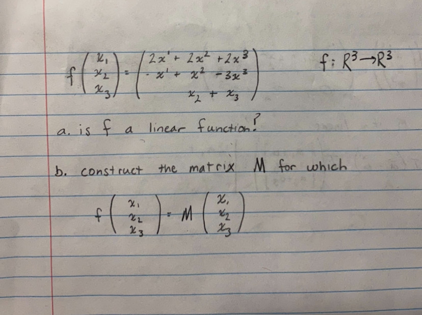 Solved f⎝⎛x1x2x3⎠⎞=⎝⎛2x1+2x2+2x3x1+x2−3x3x2+x3⎠⎞f:R3→R3 | Chegg.com