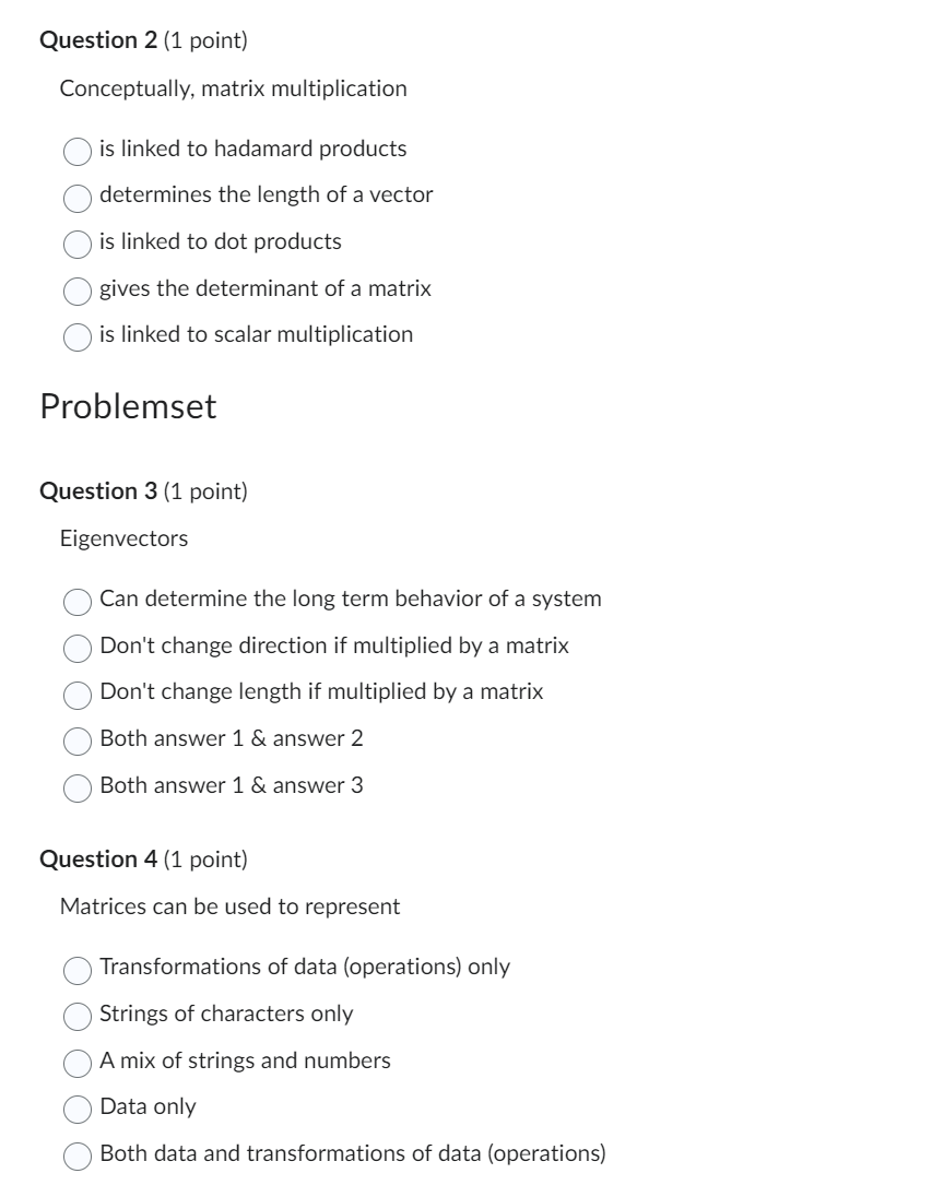 Solved Question 2 (1 point) Conceptually, matrix | Chegg.com