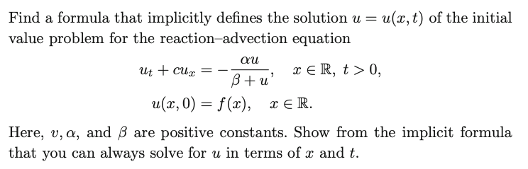 Solved 1 Find a formula that implicitly defines the solution | Chegg.com