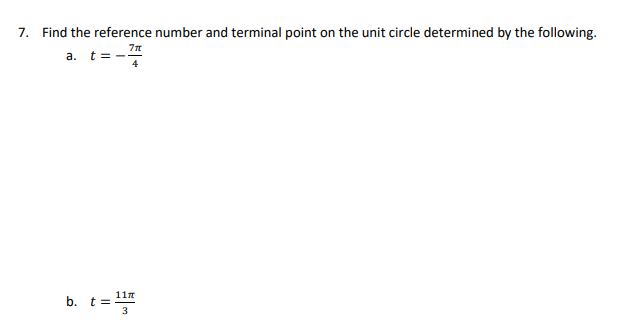 Solved 7. Find the reference number and terminal point on | Chegg.com