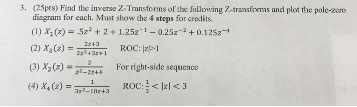 Solved 3. (25pts) Find the inverse Z-Transforms of the | Chegg.com