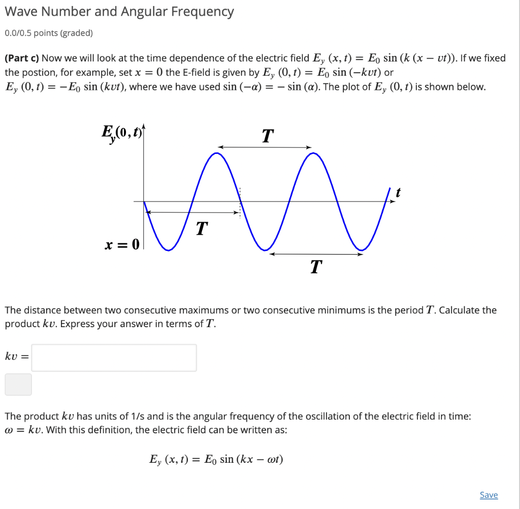 Solved Wave Number and Angular Frequency 0.0/0.5 points | Chegg.com