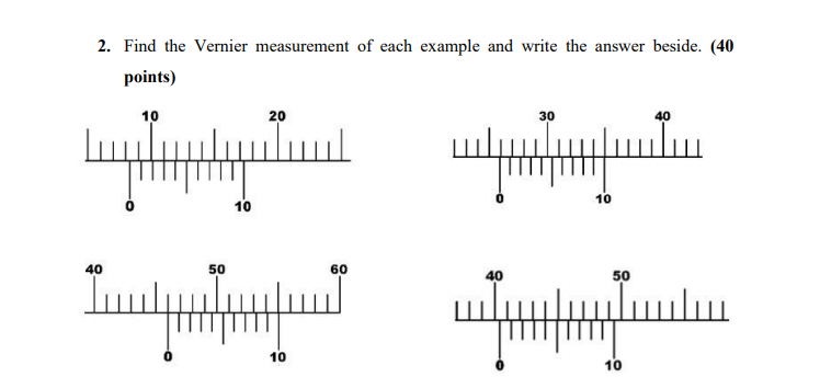 Solved 2. Find the Vernier measurement of each example and | Chegg.com