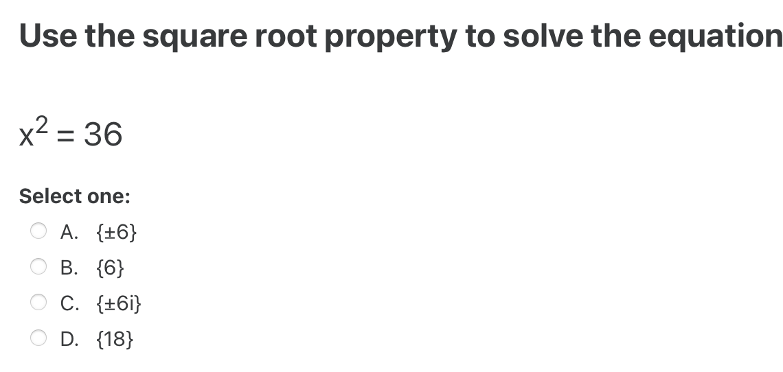 Solved Use the square root property to solve the equation | Chegg.com