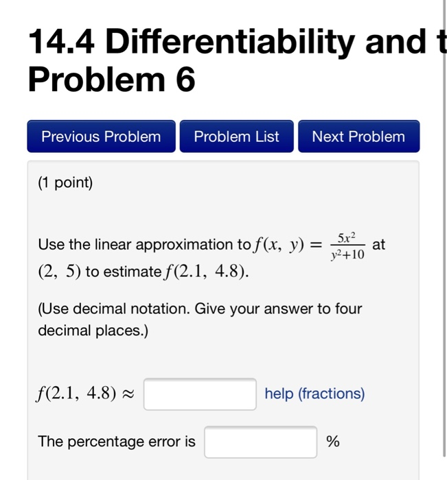 Solved 14.4 Differentiability and t Problem 5 Previous | Chegg.com