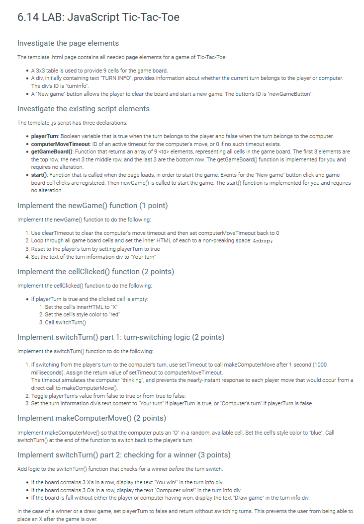 Solved How do I create a JavaScript Tic-Tac-Toe using the | Chegg.com