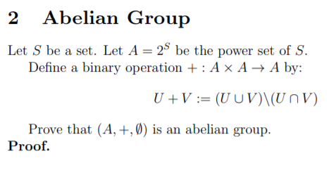 Solved 2 Abelian Group Let S be a set. Let A = 29 be the | Chegg.com