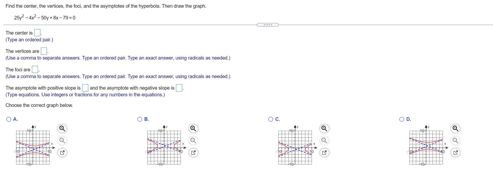 Solved Find the center, the vertices, the foci, and the | Chegg.com