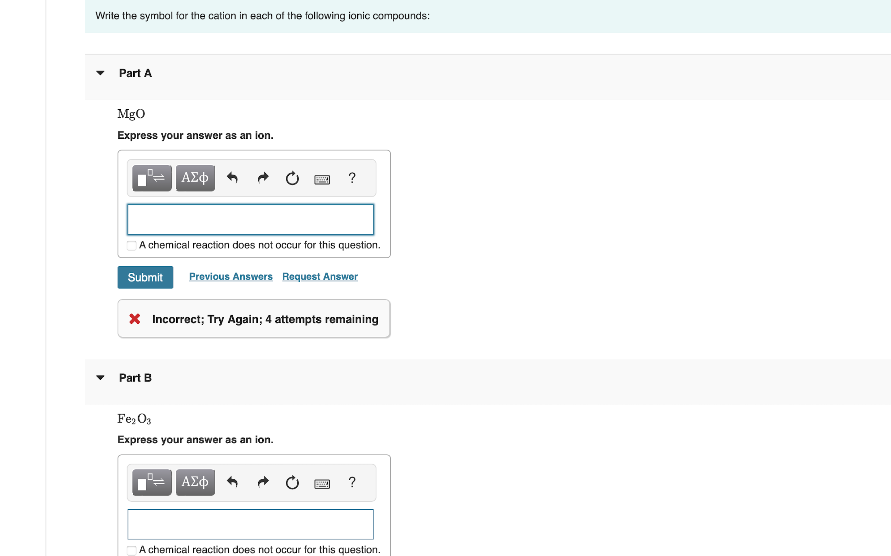 Solved Write the symbol for the cation in each of the | Chegg.com