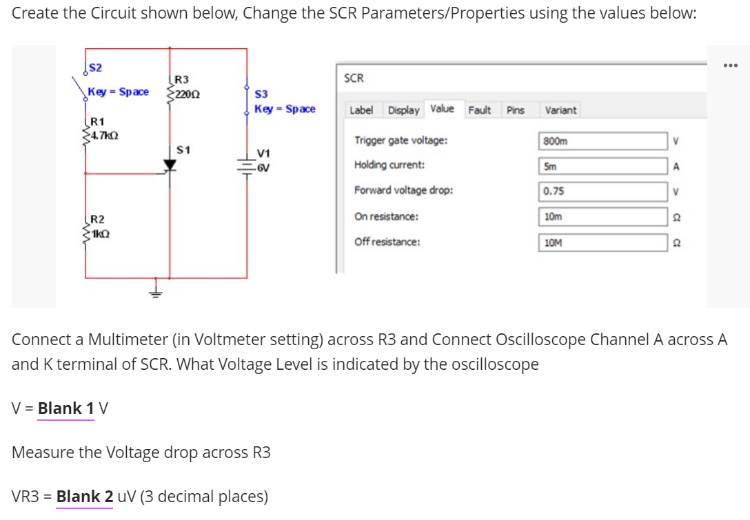 Solved Create the Circuit shown below, Change the SCR | Chegg.com