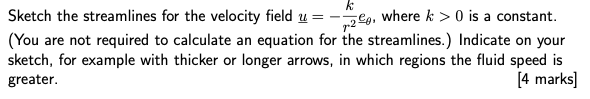 Solved Sketch the streamlines for the velocity field | Chegg.com