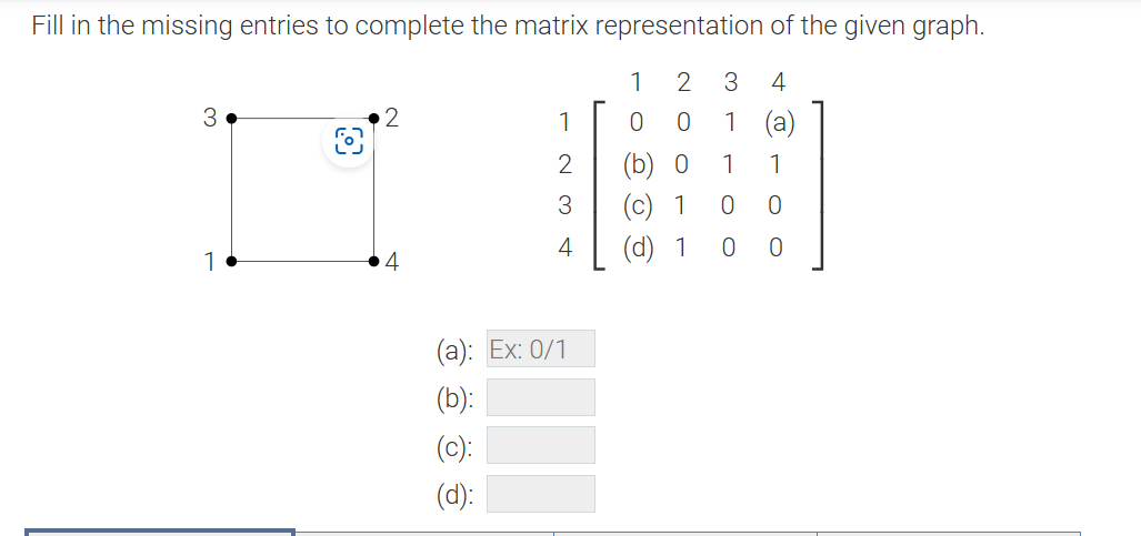 Solved Fill in the missing entries to complete the matrix | Chegg.com